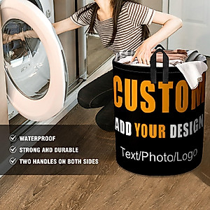 Custom Laundry Hamper - Personalized Collapsible Dirty Clothes Hamper Storage Basket for Nursery Bathroom Bedroom Living Room, Customized Circular Hamper with Handles Gift for Boys Girls Men Women