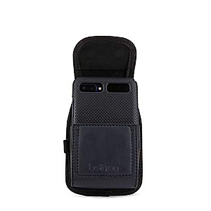BELTRON Leather Pouch for Galaxy Z Flip (F700/F707), Galaxy Z Flip 3 (F711), Galaxy Z Flip 4 (F721), Motorola RAZR 4G, Motorola RAZR 5G with Heavy Duty Belt Loop, Metal Belt Clip & Dual Magnet Closure