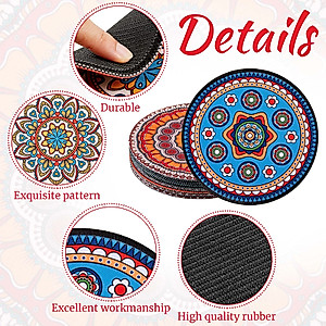 6 Pcs Boho Plant Pot Mat Absorbent Non Slip Pot Plant Pad Round Plant Coaster Mat Gardening Indoor Outdoor Flower Plant Protect Mat for Table Desk Floor Plant, 5.9 Inches (Vivid Style)