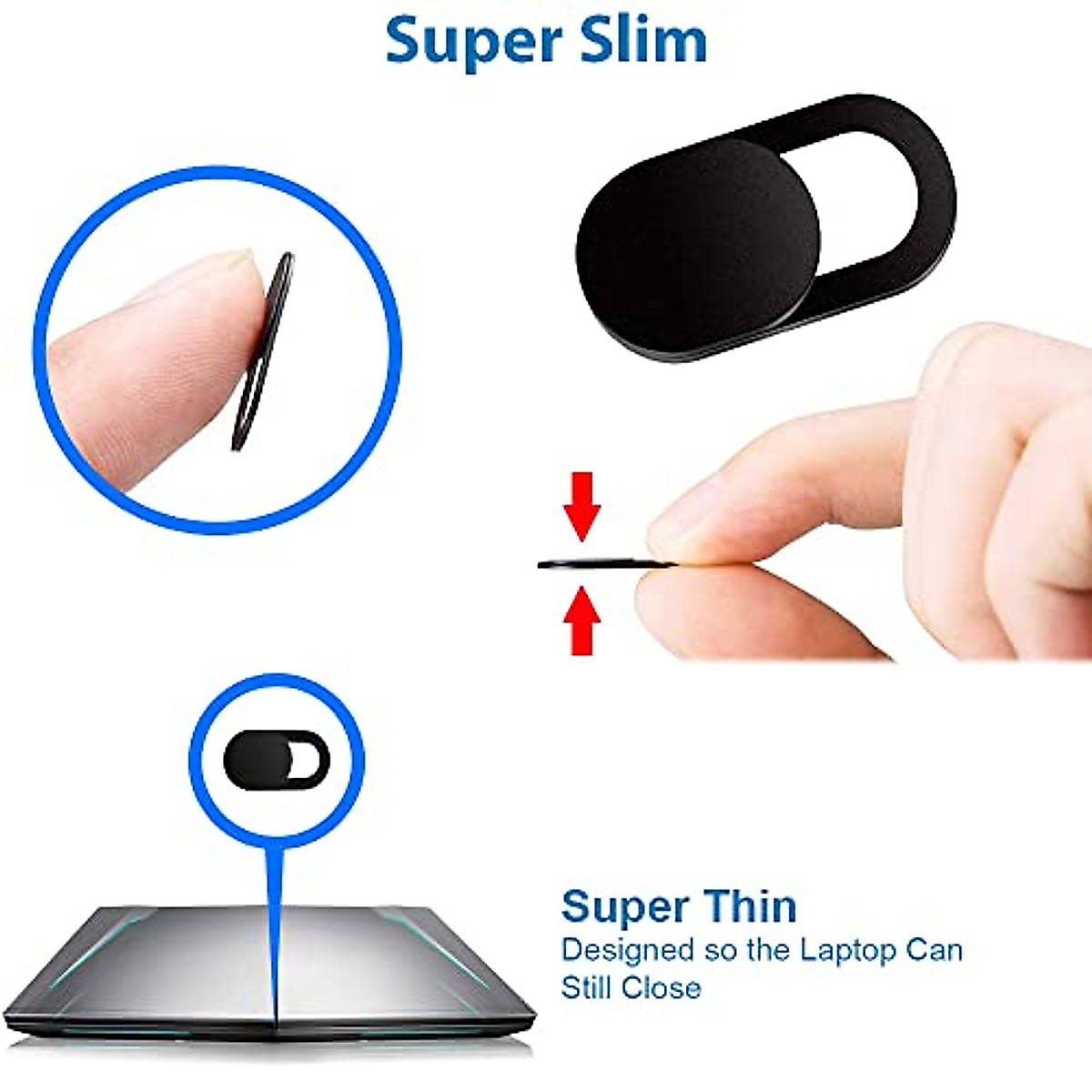 MMOBIEL 3 Pack Universal Webcam Cover Slide Laptop Camera Cover Privacy Protector Ultra-Thin 0.5mm Compatible with All Laptop/MacBook/Tablet/iPad/iPhone - Black