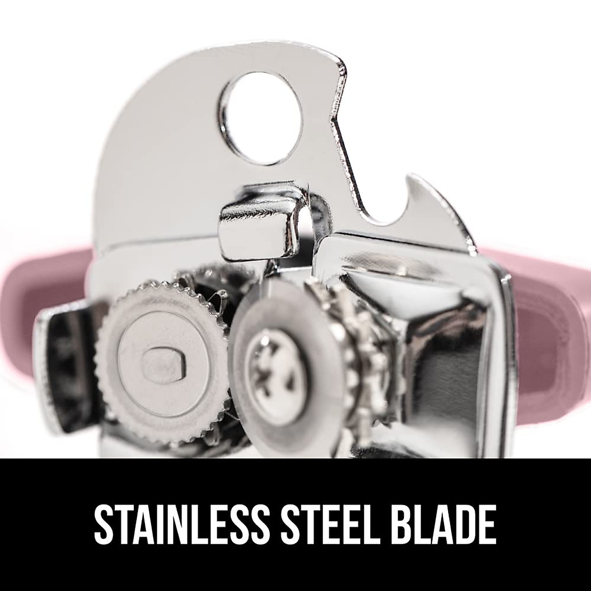 The Original GORILLA GRIP Heavy Duty Stainless Steel Smooth Edge Manual Can Opener and Bottle Openers, Soft Handle, Rust Proof Oversized Handheld Easy Turn Knob, Multifunctional Kitchen Tool, Pink