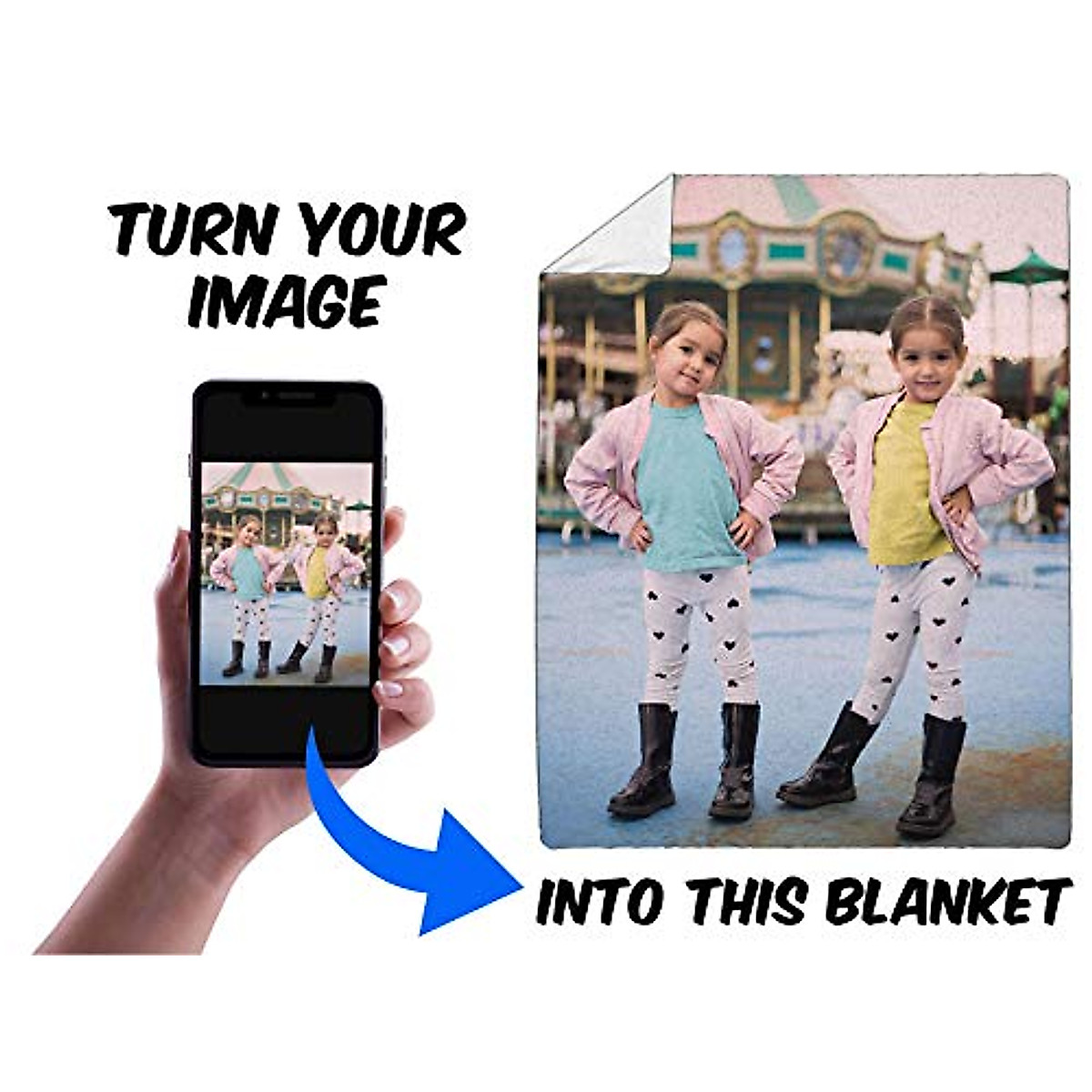 Custom Fleece Face Blanket, Ships from US - Print Your Picture, Photo - Best Personalized Funny Cozy Plush Keepsake Blanket for Women, Men