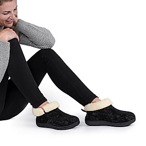 RockDove Women's Sierra Faux Leather Bootie Slipper, Size 7 US Women, Black