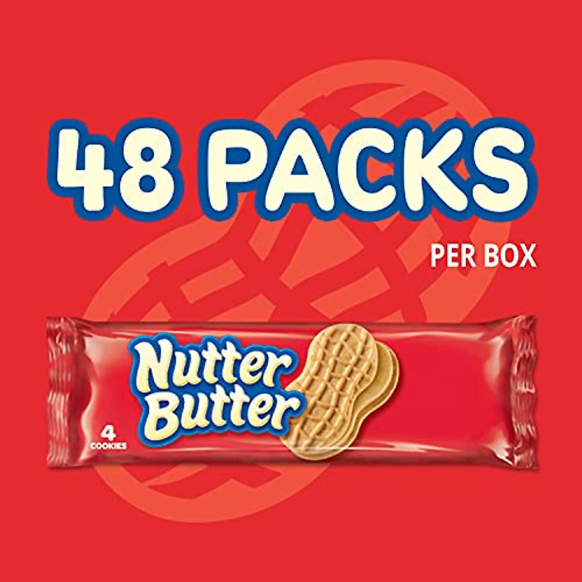 Nutter Butter Peanut Butter Sandwich Cookies, 4 Boxes of 12 Packs (4 Cookies Per Pack)
