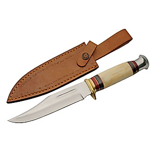 SZCO 11.5” Bone Handle Red Outdoor Hunting Knife With Sheath (203450-RD)