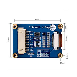 Generic 1.54inch e-Paper Module 200x200 E-Ink Display Screen 2-Color Black & White SPI Wide Viewing Angle Supports Partial Refresh