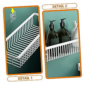 Hemoton Mount Toilet Metal Gel Bathroom Shampoo Conditioner Drilling Tote Bottle Punch-free Basket Wall-mounted Room Wash Portable Kitchen Living Organizer Drain Space Shower Holder