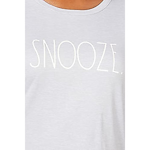 Rae Dunn Womens Pajamas Set–Long Sleeve Hem Top Women’s Pajama with Jogger Pants (X-Large, SNOOZE Light Heather Gray)