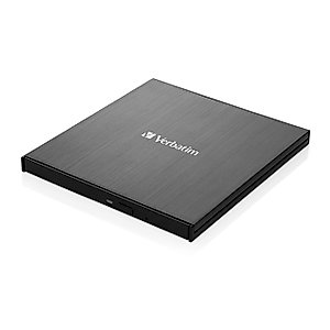 Verbatim External Slimline CD/DVD Writer - USB 3.2 Gen1 with USB-C Connection incl. USB-C to USB-A Cable - Compact Design - External DVD Writer - External CD-Drive - Slim Design