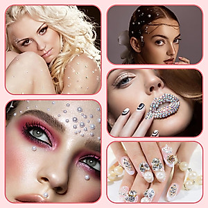 15 Sheets 3195 Pcs Self Adhesive Rhinestones Pearls, 6 Sizes Face Gems Jewels Pearl Stickers Stick On Hair Gems for Halloween Decoration Makeup Crafts