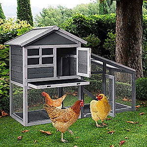 PETSITE Chicken Coop Run, Rabbit Hutch Small Animal Houses & Habitats for Indoor Outdoor Use, Wooden Rabbit Bunny Cage with Pull Out Tray