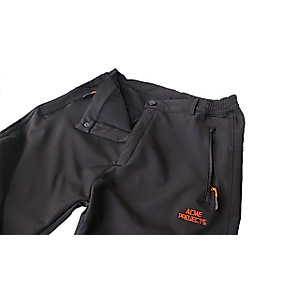 Acmelogy Fleece Lined Softshell Pants Skiing, Snowboarding, Hiking, 100% Waterproof, Breathable, 8000mm/3000gm (Men's, XX-Large, Black)