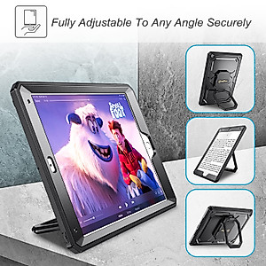 Fintie Case for iPad 9th / 8th / 7th Generation (2021/2020/2019) 10.2 Inch - [Tuatara Magic Ring] 360 Degree Rotating Grip Stand Shockproof Fully-Body Rugged Cover with Screen Protector, Black