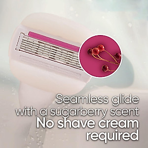 Gillette Venus Comfortglide with Olay Sugarberry Womens Razor Handle + 2 Blade Refills, Silver, 1 Count