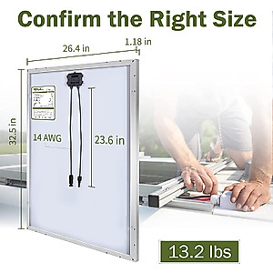 HQST 100W Solar Panel Kit, 100 Watt Monocrystalline Solar Panel + 30A PWM Charge Controller + Mounting Z Brackets + 20FT 12AWG Cable + 8Ft 10AWG Tray Cable for RV Marine Boat Off Grid System