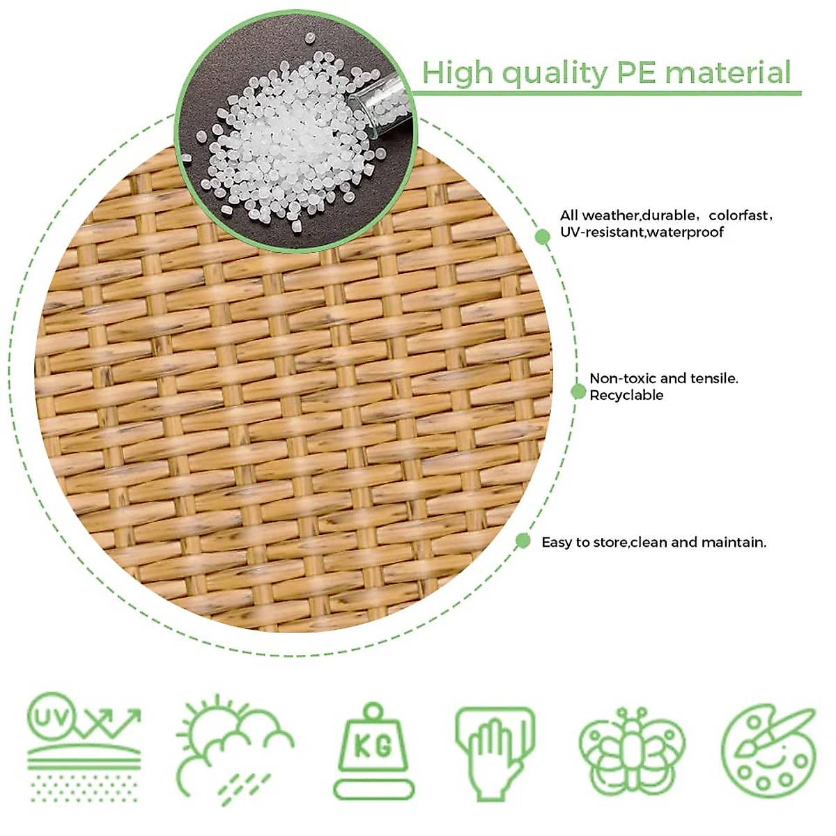 Laphivieh 130 Ft Light Wood Grain Plastic Wicker Repair Kit with Stainless Steel Weaving Tool, Plastic Rattan Material for Patio Rattan Furniture Repair Replacement Supplies