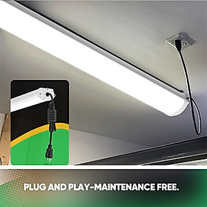 AntLux 8FT LED Vapor Tight Light, 100W 10000LM, 8 Foot LED Vapor Proof Light Fixture Outdoor Shop Lights, IP67 Waterproof LED Lights for Parking Garage Carport Car Wash, Freezer Light, Plug In, 4 Pack