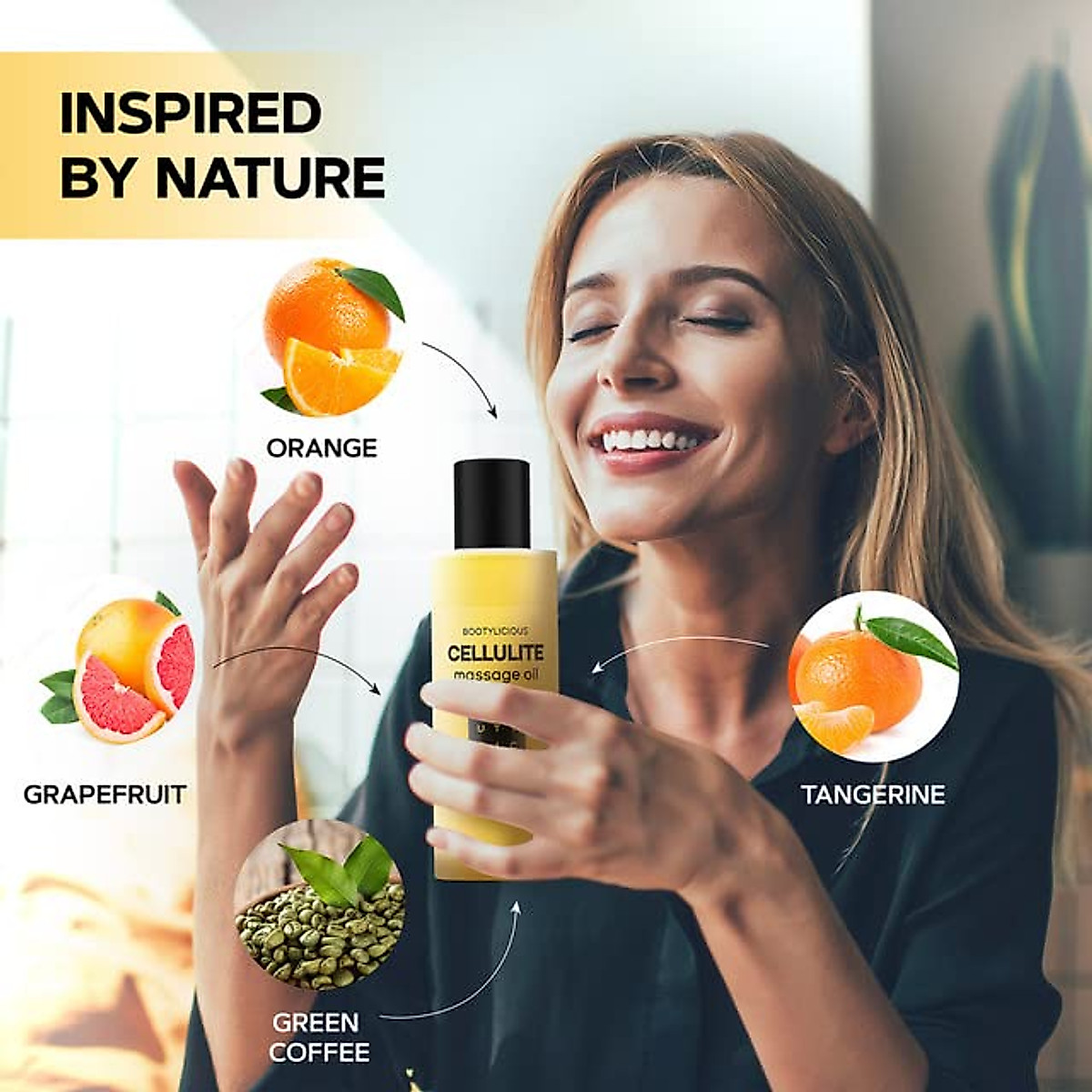 Advanced Anti Cellulite Massage Oil, Firming & Lymphatic massage oil Benefiting for Thighs, Butt. Cellulite Oil for Effective Sculpting & Even Skin Texture. Stretch Mark Oil Scar and Cellulite Remover