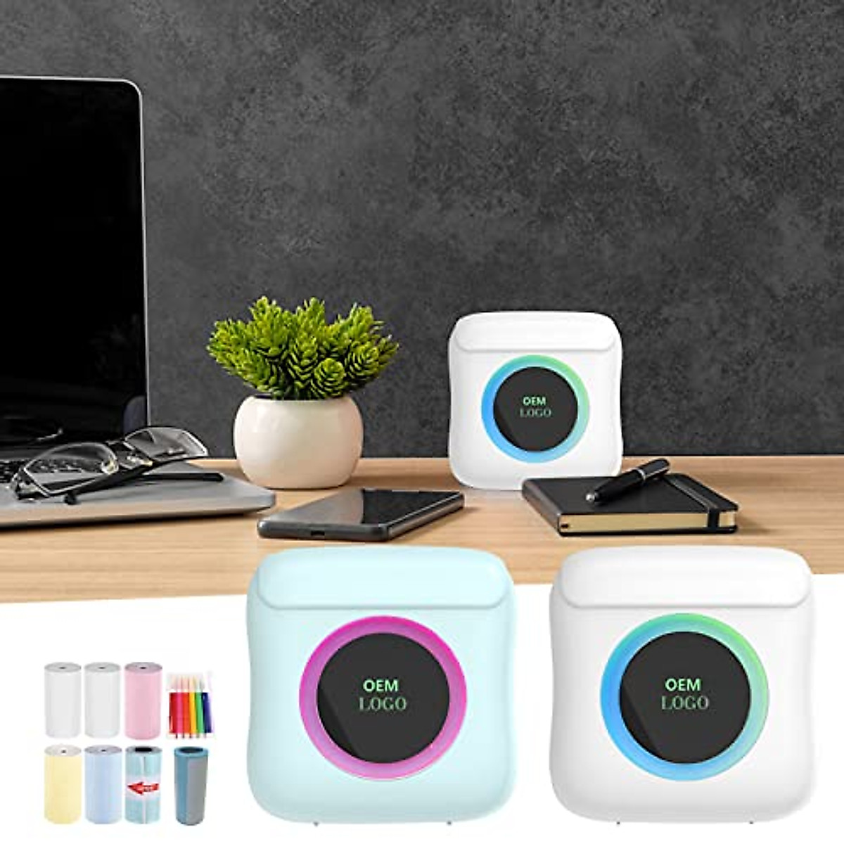 VIADHA Label Maker Thermal Barcode Label Printer, Portable Mini USB Rechargeable Bluetooth Sticker Maker Wireless Labeler Compatible with iOS & Android for Home, Office, Storage, Study