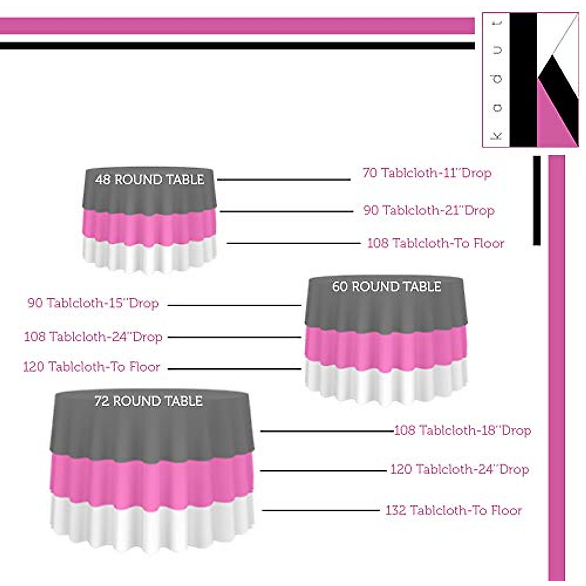 Kadut White Tablecloth - 90" Inch Round White Tablecloths for Circular Table Cover in White Washable Polyester - Great for Buffet Table, Parties, Holiday Dinner & More