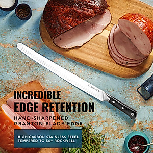 Cutluxe Extra-Long 14" Slicing Carving Knife – Brisket Knife, Razor Sharp Meat and BBQ Knife – High Carbon German Steel – Full Tang & Ergonomic Handle Design – Artisan Series