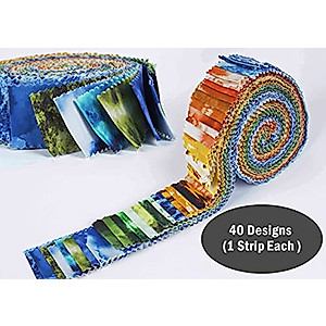 Soimoi 40Pcs Tie Dye Print Precut Fabrics Strips Roll Up 1.5x42inches Cotton Jelly Rolls for Quilting - Multicolor