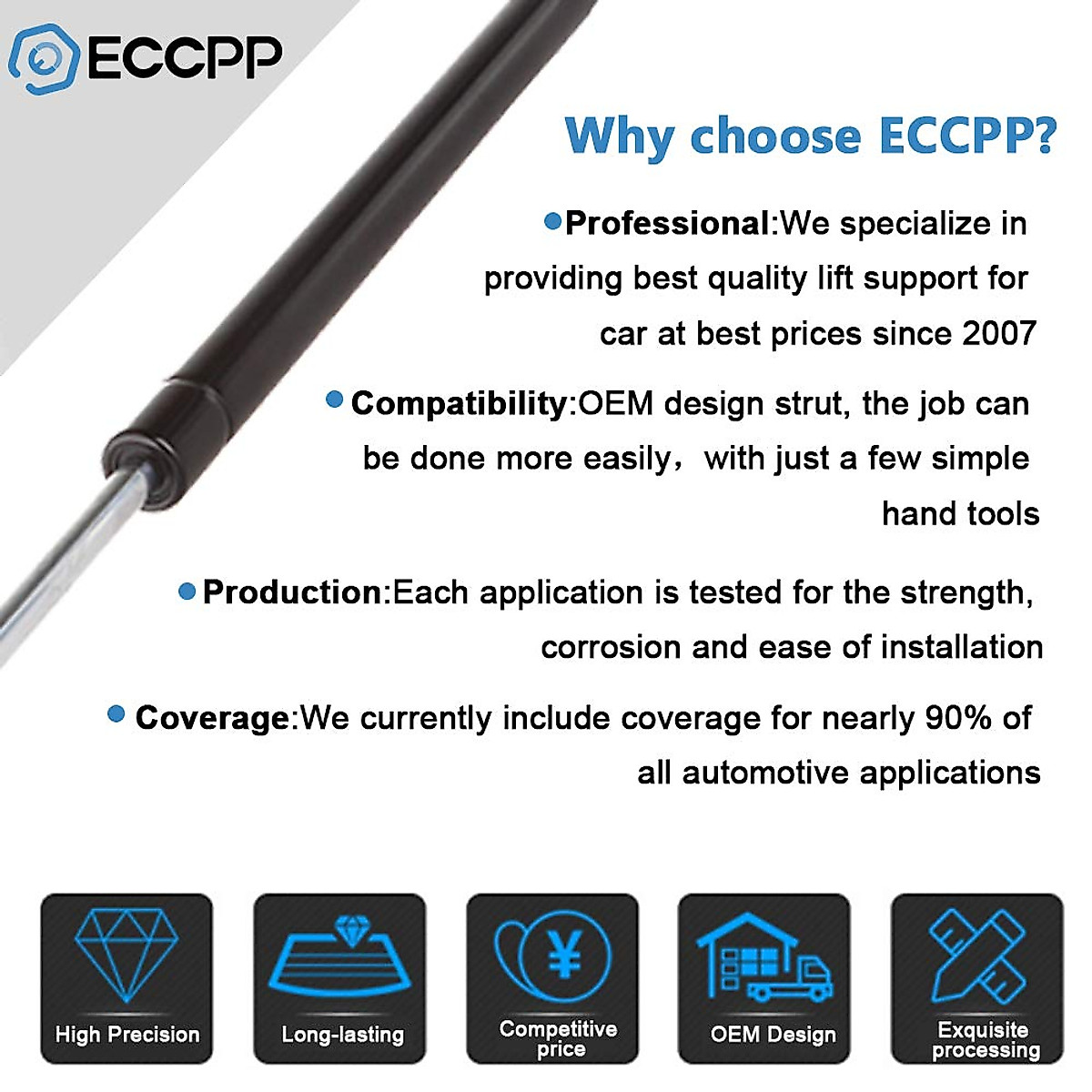 ECCPP 2pcs Rear Trunk Lid Lift Supports Struts Rods Shocks Gas Springs for Mazda 6 2003-2008,for Ford Focus 2005-2011 (With Spoiler)