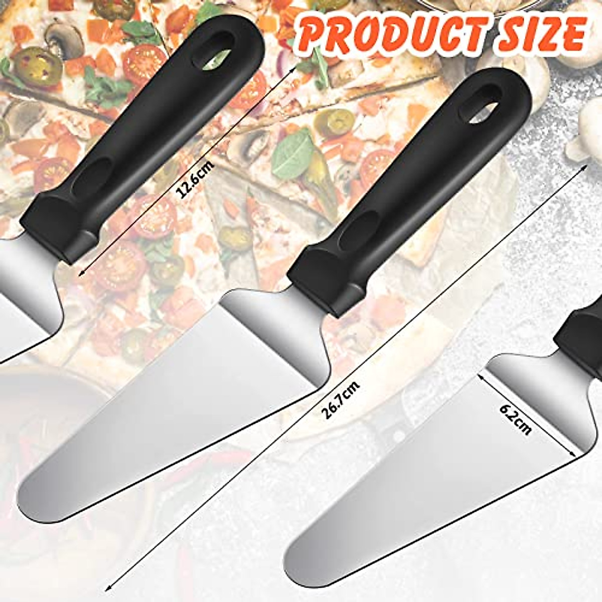 20 Pieces Pizza Spatula Pie Server Stainless Steel Cake Serving Spatula Non Slip Easy to Grip Baking Triangular Spade Plastic Handle Shovel for Desserts Pizza Pie Cake Biscuit