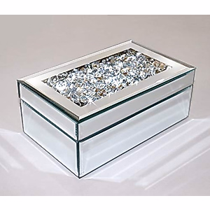 Qmdecor Luxury Silver Crushed Diamond Glass Mirrored Jewelry Box Organizer Storage Jewelry Box For Women