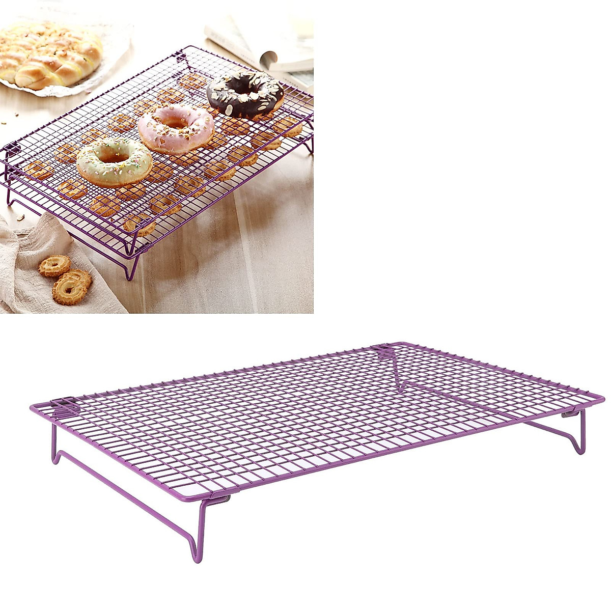 Baking Rack, Cooling Rack Iron Mesh Design Lightweight, Dishwasher Safe Easy To Clean Cookie Cooling Racks For Roasting Meats Fruits Vegetables 16.93x11.02x1.97in
