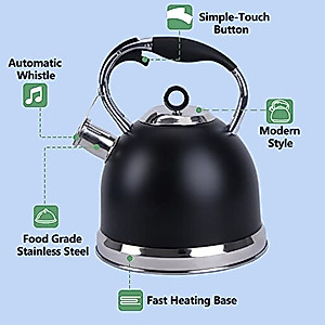 Foedo Tea Kettle, 3 Quart Whistling Tea Kettle for Stovetop with Cool Grip Ergonomic Handle, Food Grade Stainless Steel Tea Pots for Stove Top, Gas Electric Applicable