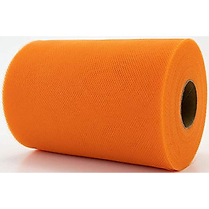 Tulle Fabric Roll | 6” by 100 Yards | Polyester Spool for Crafts Decorations Tutu Weddings Costumes Skirts Parties Gift Bow and More – by Craft Forge (Orange)