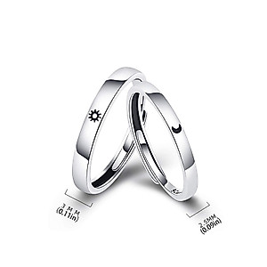 Couples Sun and Moon Ring Adjustable Matching Rings I Love You Letter Engraved Wedding Band for Women and Men (2pcs, one Size),Rose Gold,White,Purple