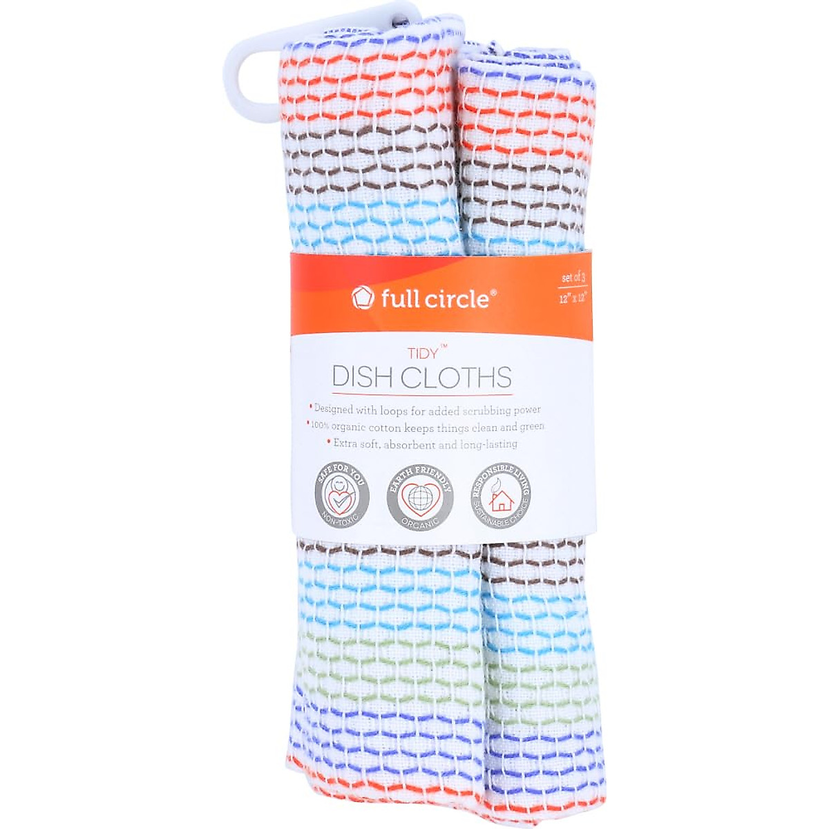 FULL CIRCLE HOME DISH CLOTH,TIDY,100%COTTN, 3 CT