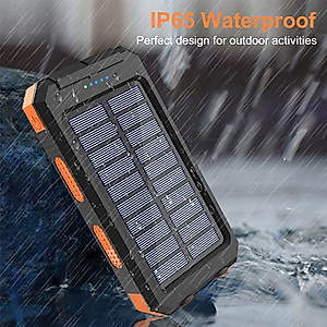 Saraupup Solar Charger Power Bank, 38800mAh Portable Charger Fast Charger Dual USB Port Built-in Led Flashlight and Compass for All Cell Phone and Electronic Devices