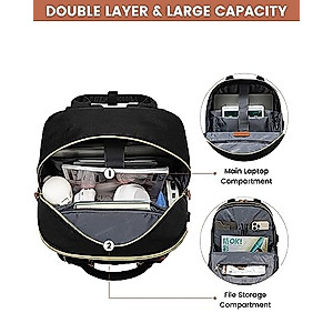 LOVEVOOK Laptop Backpack Women,17.3 Inch Fashion College Backpack with USB Charging Port,Teacher Nurse Work Travel Computer Bag Purse Business Commuter Backpack