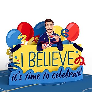 Lovepop Happy Birthday Pop-Up Card for Her and Him- 3D Ted Lasso Birthday Greeting Cards for Adults - Men, Women - Time to Celebrate - 5" x 7" Funny Card - Blank Note Card & Envelope Included