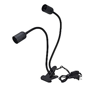 POCREATION E27/E26 LED Light Fixtures with Gooseneck and Clamp Mini Desk Light Clamp Portable Gooseneck for Outdoor Stall Gel Nail Curing, 100-240V USB Input (Black,1 Piece)(#1)