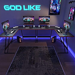 VICTONE L Shaped Gaming Desk 51 Inch Computer Corner Desk, Home Pc Desk, Office Writing Workstation with Large Monitor Stand, Space Saving Table (Black)