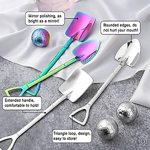 10Pcs Shovel Spoons Stainless Steel Spoon Reusable Dessert Spoons for Coffee Tea Ice Cream Fruit Sugar Cake