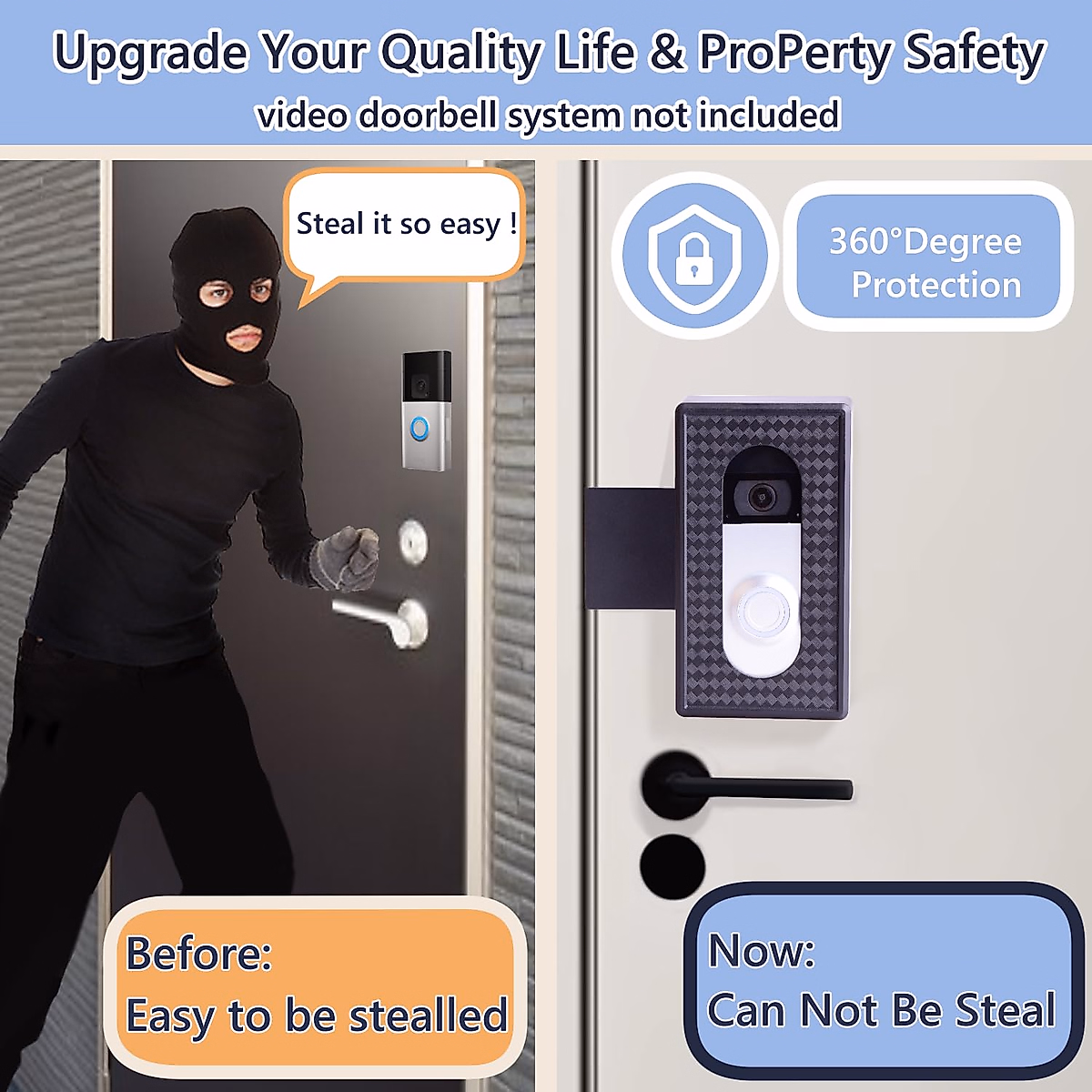 HTCELLE Anti-Theft Video Doorbell Mount, No Drill Ring Doorbell Holder for Apartment Hotel Rental Homes, Compatible with Ring Wireless Video Doorbell 4/3/3 Plus/2/1/Pro/2021/(2020 Release)