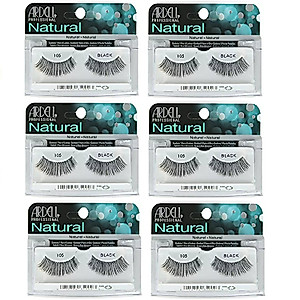 Ardell - Fashion Lashes #105, Reusable upto Three Weeks, Black (6 Pack)