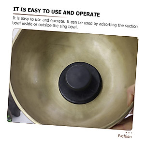 Milisten 2pcs Black Spiritual Meditation Knob Nepal Suction Healing Practical for Buddha Rubber Handle Bowl Sound Tool Tibetan Premium Singing Accessories Lifting