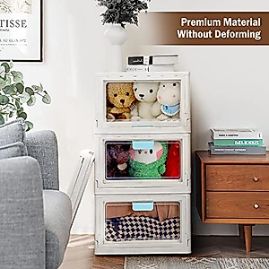 Storage Bins with Lids, Dual Open Large Storage Boxes Plastic 23Qt, Stackable Collapsible Closet Organizers and Storage, Foldable Storage Containers for Clothes,Toys,Food,Kitchen,Dorm,Bedroom Storage