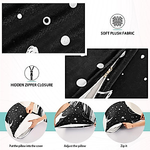 ALAZA Doodle Night Sky Moon Stars Plush Pillow Cases King Size Pillow Cover Soft & Warm Zippered Bed Pillowcase, 20 x 40 inch