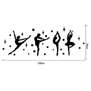 QISHENG Ballet Girl Mirror Dance Classroom Baby Girl's Room Bedroom Wall Stickers 39.4x14.2" (Silver)