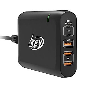100W USB C Charger, 5-Port Quick Charge Station with Dual Type C PD Charger-Single USB-C Port Reach up to 100W for MacBook Pro/Air,iPad Pro, HP Spectre, Dell XPS, Lenovo, iPhone, Galaxy,ect