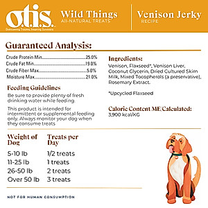 OTIS Venison Jerky for Dogs | Protein Packed, Pasture-Raised, Grass-Fed Venison Jerky Dog Treats Healthy Dog Treats - Wild Things | 4 Ounce Bag