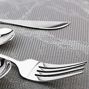 Shiny Silver Silverware Set, JASHII 30-Piece Stainless Steel Satin Finish Flatware Set, Kitchen Utensil Set, Mirror Polished Tableware Cutlery Set for Home and Restaurant, Dishwasher Safe