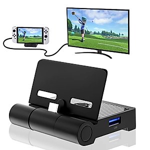 Switch HDMI Dock, Foldable Switch HDMI Docking Station, Portable TV Dock for Switch/Switch OLED with Screen Switch Button, USB C Power Input and USB 3.0 Port